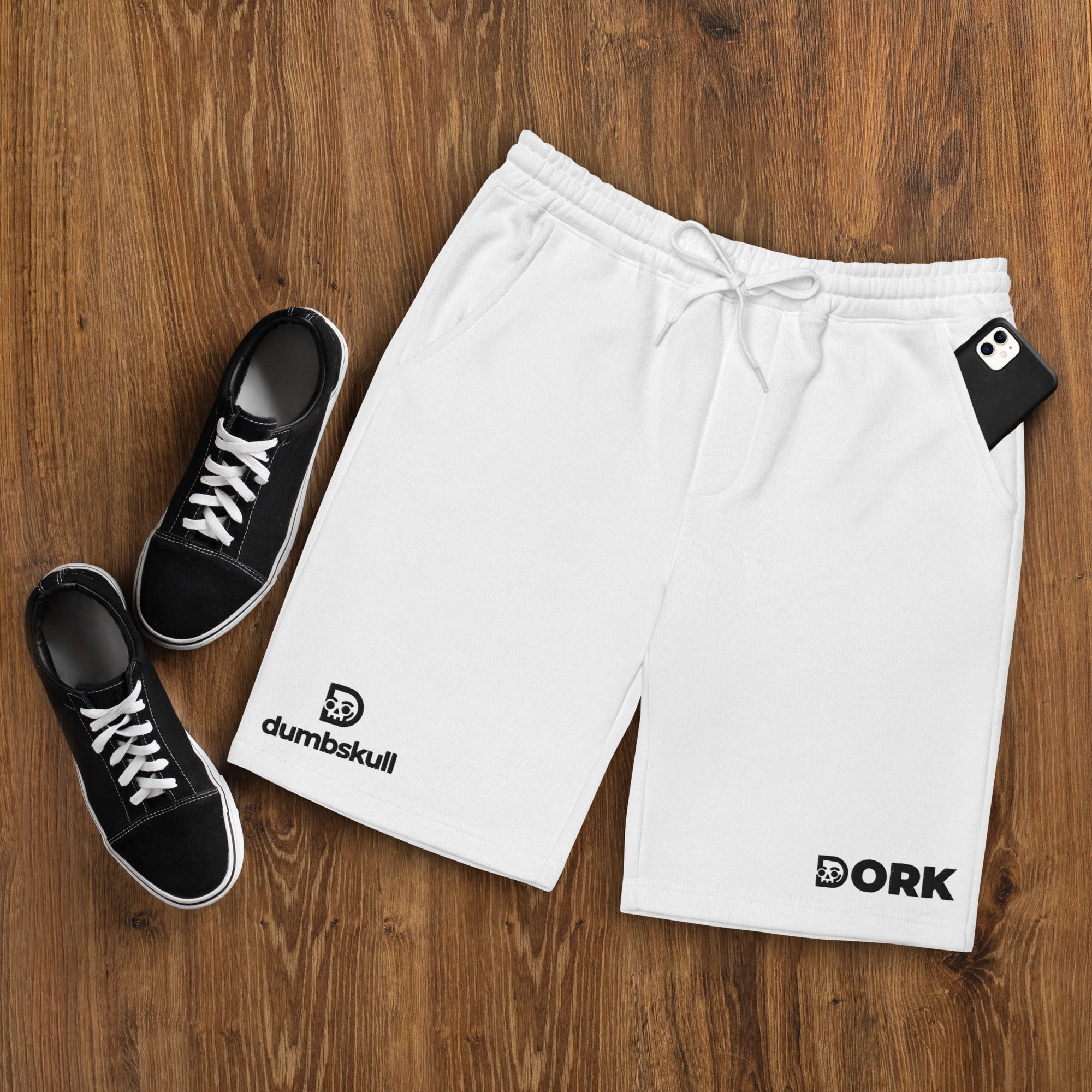 DORK fleece shorts White-Grey – Dumbskull